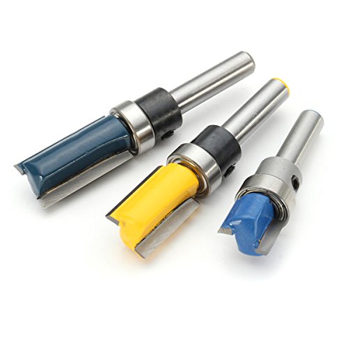 3pcs 1/4 Inch Shank Bearing Flush Trim Pattern Router Bit Set Milling ...