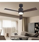 48 Inch Ceiling Fans with Lights Remote Control, Matte White Ceiling ...