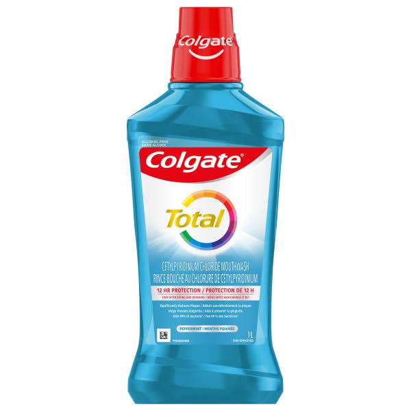 Colgate Total 12HR Pro-Shield CPC Mouthwash, Peppermint Blast, 1 L ...