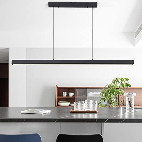 STERREN Modern Linear Pendant Light, 36'' White Chandelier with Remote ...