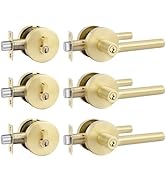 goldenwarm Gold Exterior Door Knob with Deadbolt, Square Contemporary ...