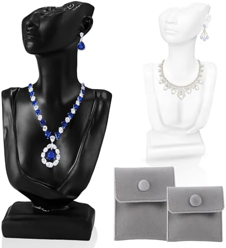 WATUNID Black Mannequin Jewellery Display Stand, 2Pcs Necklace Stand ...