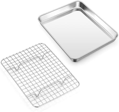 TEAMFAR Baking tray with cooling rack, stainless steel small baking ...
