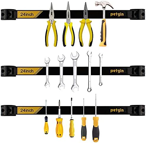 Navaris Set of 3 Magnetic Tool Holder Rack - 24 Inch Heavy Duty Garage Wall Holder Strip for ...