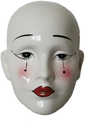 Amazon.com: Porcelain Mask Pierrot , White Color with Tear Drops, Size ...