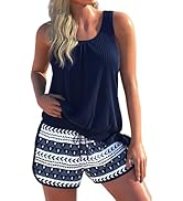 Amazon.com: ROSEWE Womens Modest Tankini Swimsuits, Two Piece Athletic ...