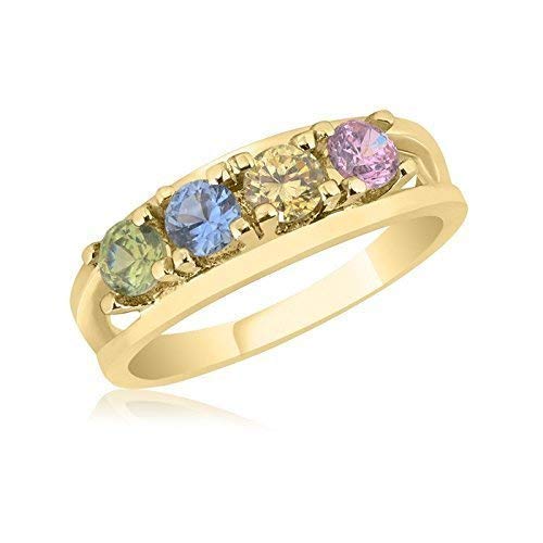 Amazon.com: 10K Yellow Gold Graceful Ring – 4 Birthstone Family Ring ...
