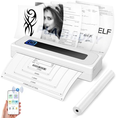PLACHIDAY Portable Printer Wireless, 300DPI Small Wireless Bluetooth ...