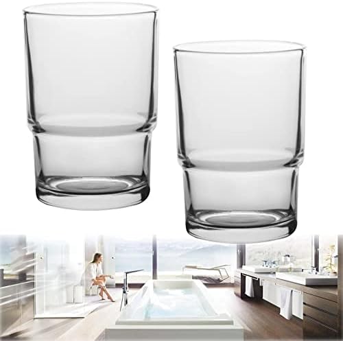 Caojin Glas-Zahnbürstenbecher, 2 Stück Glas Ersatzzahnputzbecher für ...