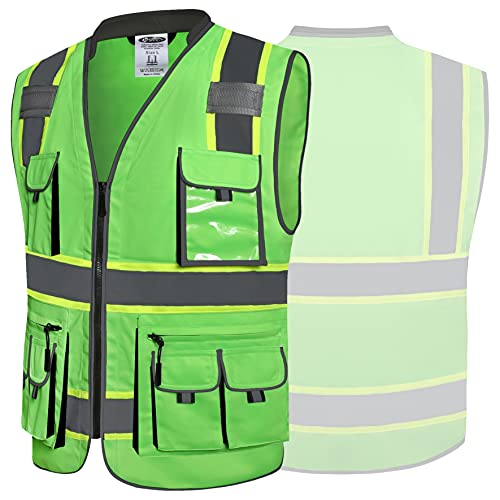 Snapklik.com : JKSafety 10 Pockets Hi-Vis Zipper Front Fluorescent ...