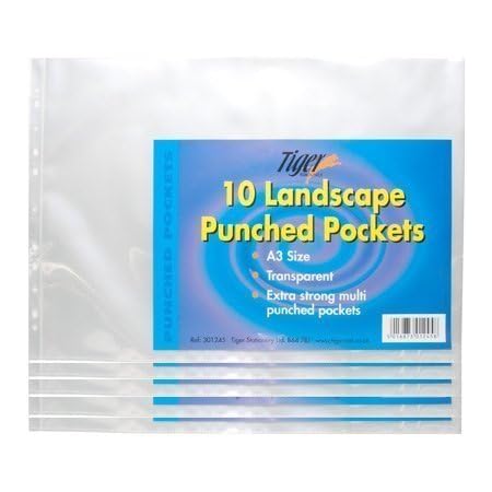 50 Pack of A3 Landscape Strong Plastic Poly Pockets Wallet Sleeves ...