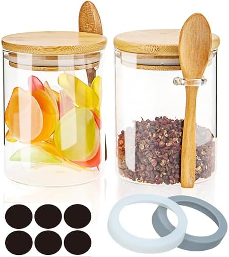 Amazon.com: 3 Pack Glass Containers Jars with Bamboo Airtight Lid and ...