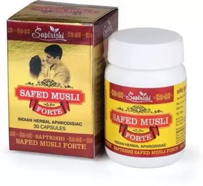 Buy SAPTRISHI Safed Musli Forte Indian Herbal Aphrodisiac 30 Capsules ...