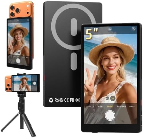 Amazon.com: 5" Large Vlog Selfie Monitor Screen for iphone17, 4K ...