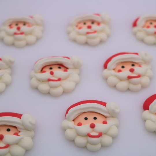 Amazon.com: Set of 24 Royal Icing Edible Santa Faces Christmas ...
