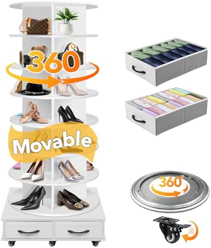 Amazon.com: Original Rotating Shoe Rack A square Tower,original 7-tier ...
