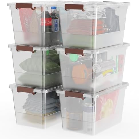 Amazon.com - Sandmovie 32 Quart Clear Plastic Folding Storage Bin ...