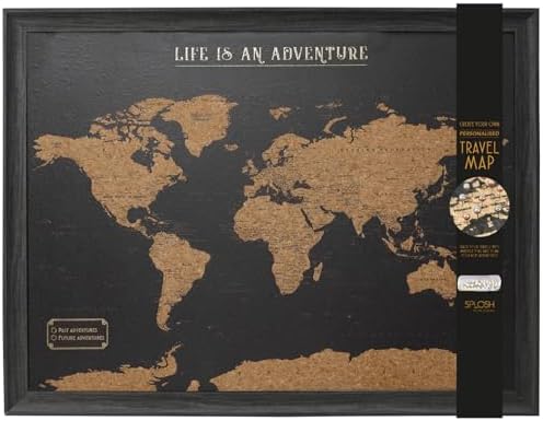 Canvas World Map with Cork Pin Board - English Lettering - Decorative ...