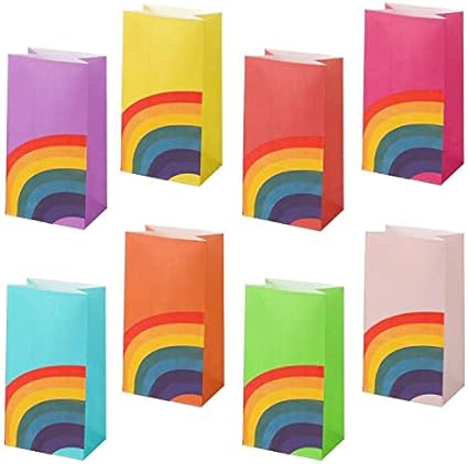 Amazon.com: LOVESTOWN 36Pcs Rainbow Paper Gift Bags，8 colour Rainbow ...