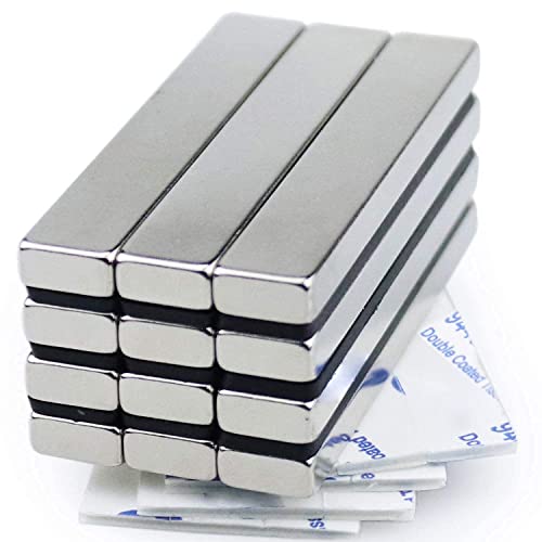 Strong Neodymium Bar Magnets with Double-Sided Adhesive, MIKEDE 12 Pack ...