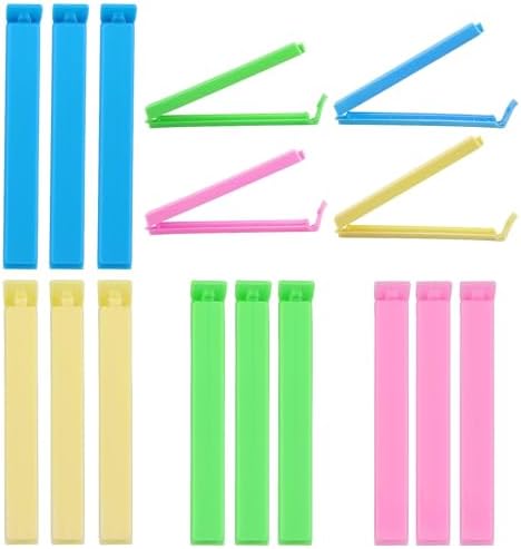 Bag Clips for Food Storage - Pack of 15 Sturdy Food Clips in 3 Assorted ...