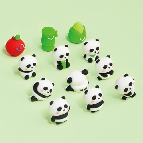 Amazon.com : 12 Pcs Cute Erasers Cartoon Panda Eraser Kawaii 3D Eraser ...