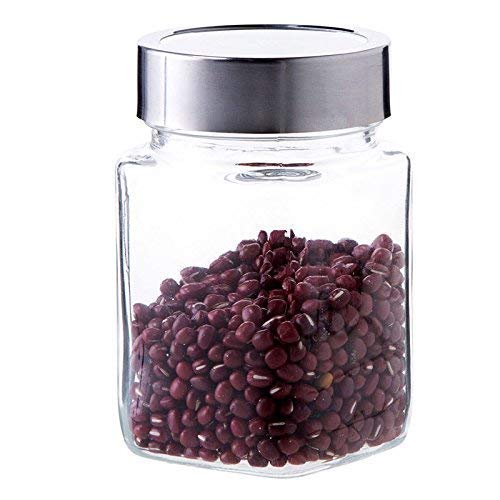 HKM LABLE Cube Glass Jar Storage Container with Airtight Lid Buckle ...