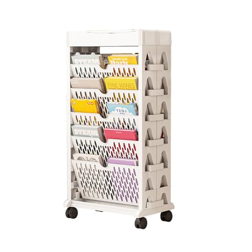 QGUQSSL Removable Mobile Bookcase Trolley, Mobile Bookcase on Wheels, 5 ...