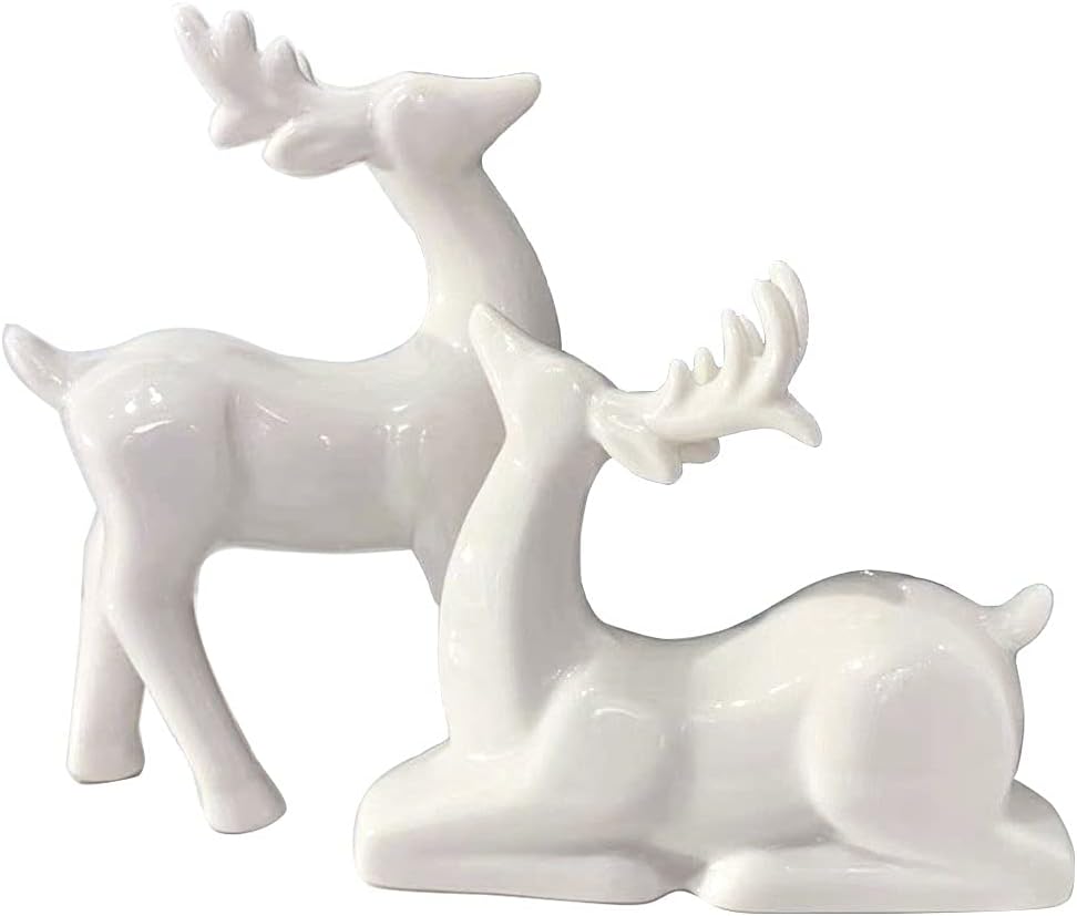 Amazon.com: Set of 2 Holiday Reindeer Figures: 12 Inch Faux Mahogany ...