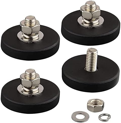 ELECDON Neodymium Magnet Base, 4Pcs with Rubber Coated and M6 Male ...