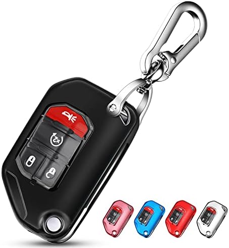 Amazon.com: QBUC for Jeep Key Fob Cover with Keychain Flip Key Case for ...