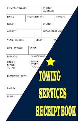 Towing Services Receipt Book: Receipt Template | 6 x 9 inches 120 Pages ...