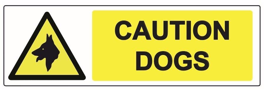 CAUTION DOGS WARNING SAFETY SIGNS Stickers 3 Pack for Doors, Walls ...