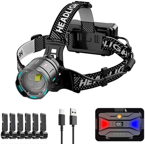 Rechargeable LED Headlamp, USB-C Fast Charging, 5 Modes, Super Bright ...