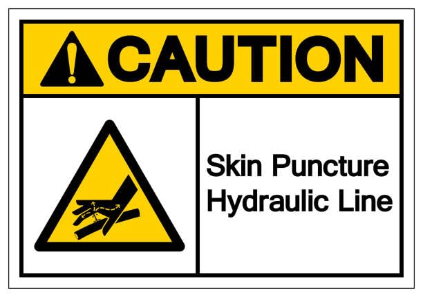 CAUTION SKIN PUNCTURE HYDRAULIC LINE SIGN | Waterproof Sticker : Amazon ...
