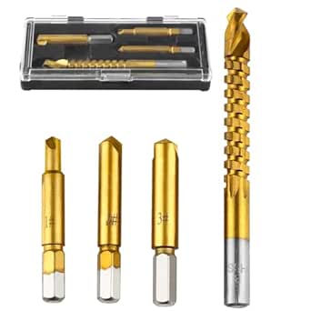 JONMON Countersink Drill Bit Set and HSS Side Cutting Drill Bit, Quick ...