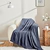 Amazon.com: CozeCube Check Knit Throw Blanket, Steel Blue Checkered ...