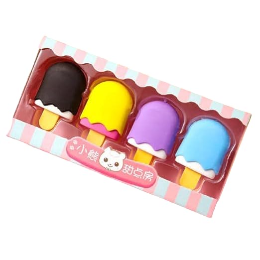 Avighna Ice-Cream Design Pencil Eraser for Kids Cute Ice-Cream Erasers ...
