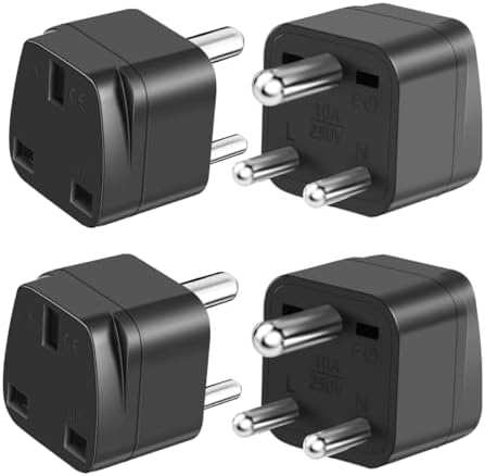 2-PACK Indian to UK Plug Adapter,SHUOMAO 3 Pin Indian to 3 Pin UK Plug ...