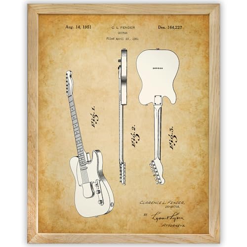 Amazon.com: 1951 Fender Telecaster Guitar Patent - 11x14 Framed Patent ...