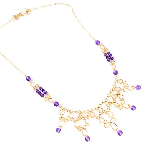 Amazon.com: Amethyst Filigree Necklace Hand-Forged in 14K Gold Filled ...