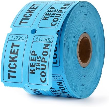 Amazon.com: COKUMA 500 Pairs Raffle Tickets, Double Roll 50/50 Blue ...