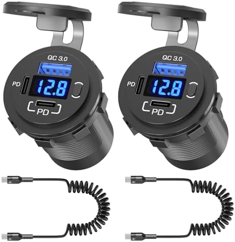 Amazon.com: 96W USB 12V Outlet 3 Port (with 2 Type c Cable): Multi USB ...