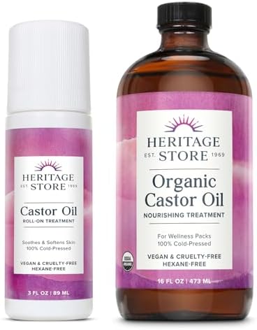 Amazon.com: HERITAGE STORE Castor Oil Roll On and Organic Castor Oil ...