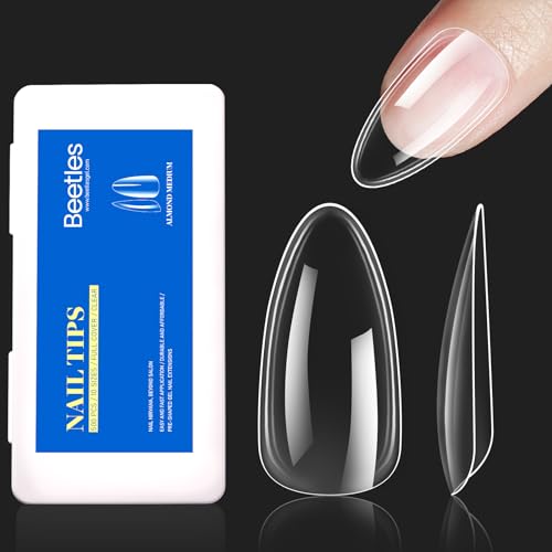 Beetles Gel Nail Tips Almond Medium Shape, 500Pcs Pre Shaped Soft Gel ...