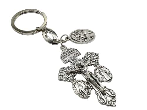 Amazon.com: Pardon Crucifix Catholic Keychain With Saint Medal : Automotive