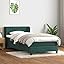 YuuSsea Box Spring Bed with Mattress, Dark Green, 80 x 220 cm, Velvet ...