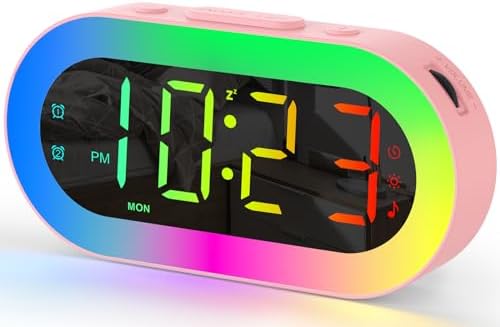 Amazon.com: Cadmos Cute Pink Loud Alarm Clock with RGB Night Light ...
