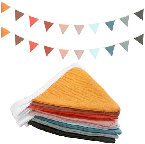Amazon.com: 10M/32Ft Triangle Bunting Banner, 36 Pcs Cotton Fabric ...
