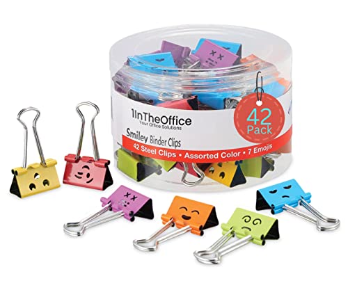 Snapklik.com : 1InTheOffice Smiley Face Binder Clips